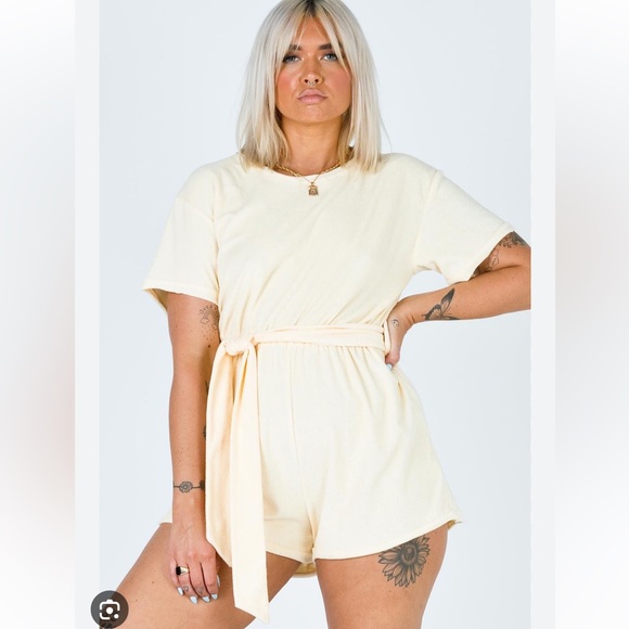 Princess Polly | Pants & Jumpsuits | Princess Polly Calan Romper Yellow Us 6 | Poshmark